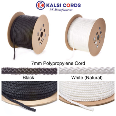 7MM ROUND POLYPROPYLENE ROPE BRAIDED POLY CORD SAILING CAMPING BOATING ...