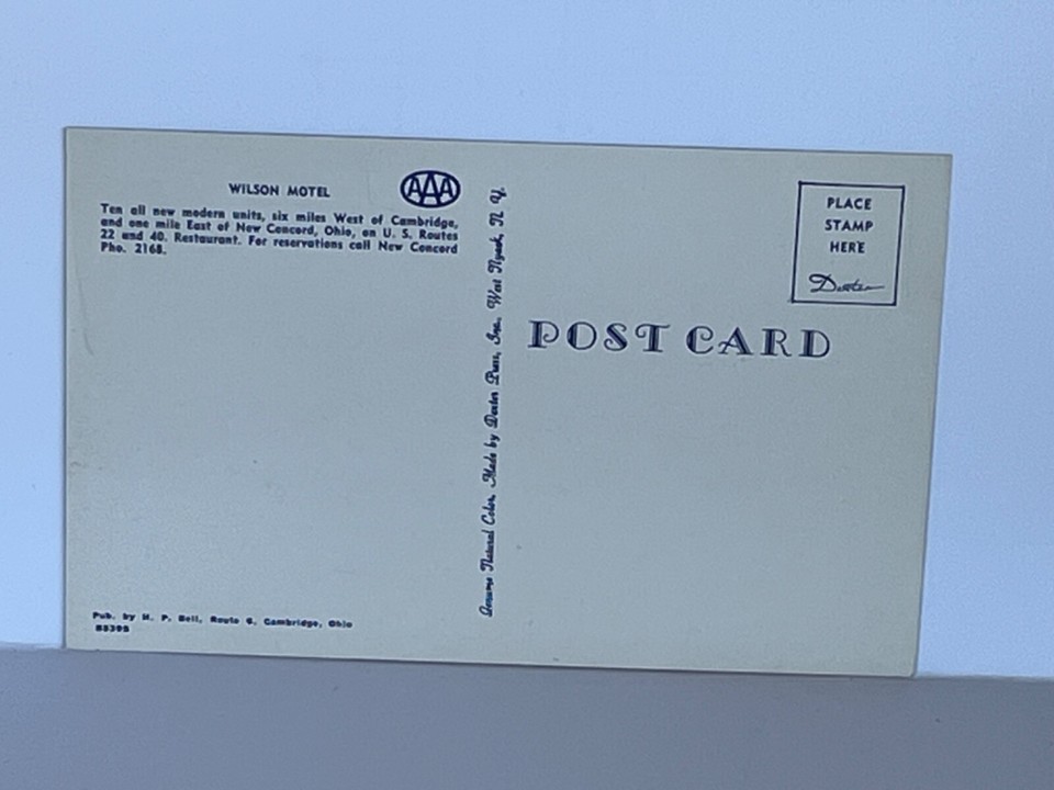 New Concord Ohio OH Wilson Motel Postcard A13 | eBay