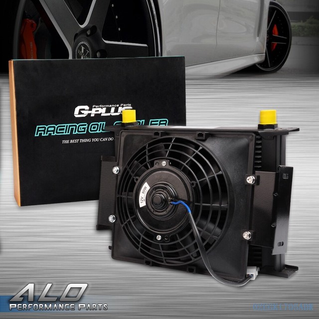 GPLUS Universal 30 Row 10an Engine Aluminum Oil Cooler 7" Electric Fan ...