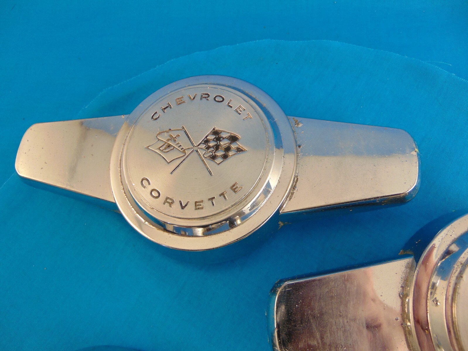 FOUR 1956-1962 Chevrolet Corvette Hub Cap Spinners Used Aged Original ...