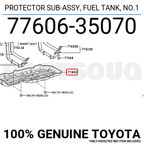 7760635070 Genuine Toyota PROTECTOR SUB-ASSY, FUEL TANK, NO.1 77606 ...