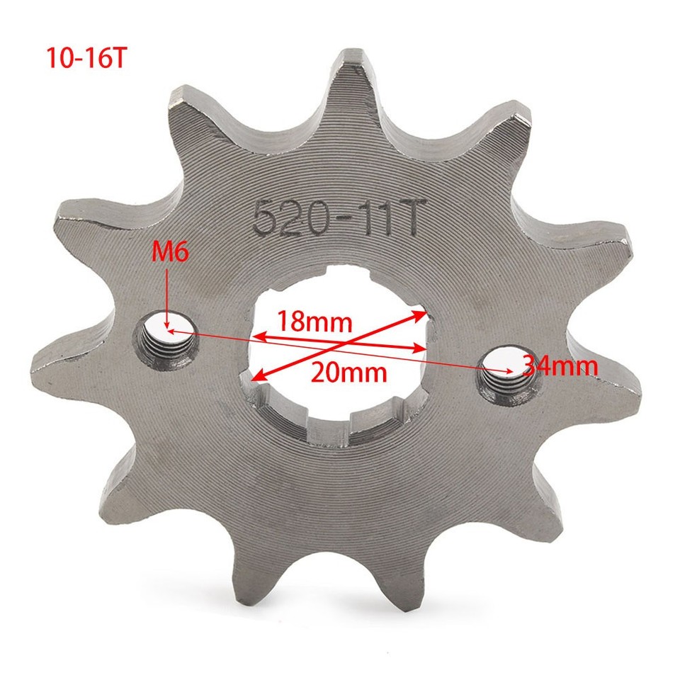 520-16T 20mm Chain Front Sprocket Cog for 125cc-250cc Dirt Pit Bike ATV ...