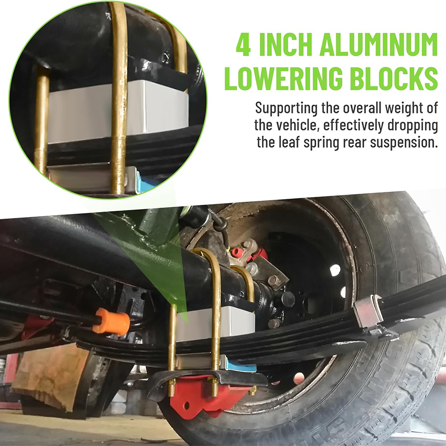 Leaf Spring Lowering Block Kit 4" Drop with U-Bolts & Hardware ...