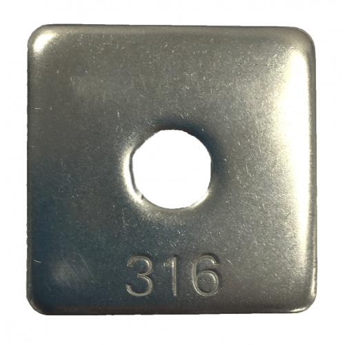 Square Washer M16 (16mm) x 50mm x 50mm x 5mm Plate STAINLESS 316 Grade ...