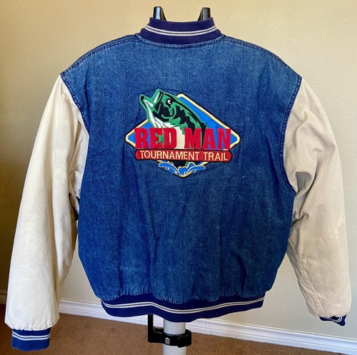 Lrg RED MAN Tournament Trail Vintage Denim Varsity Fishing Jacket Khaki ...