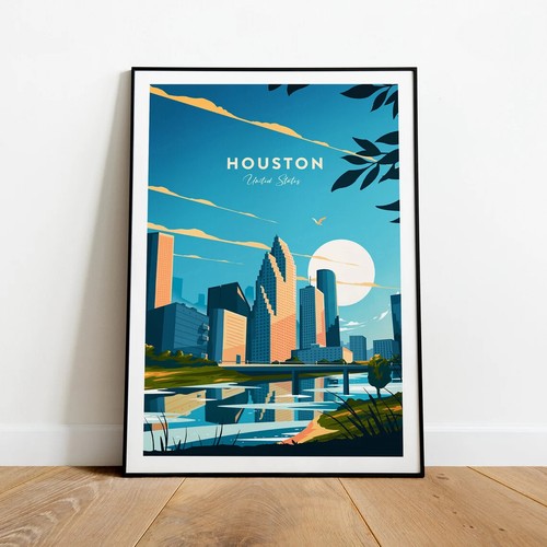 United States, Houston Traditional Travel poster Choose your Size ...