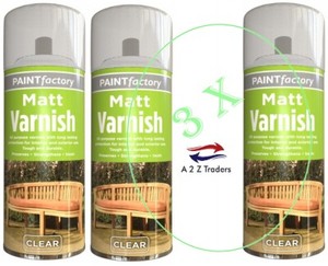 3 x CLEAR MATT VARNISH CLEAR SPRAY EXTERIOR INTERIOR CAN ALL PURPOSE ...
