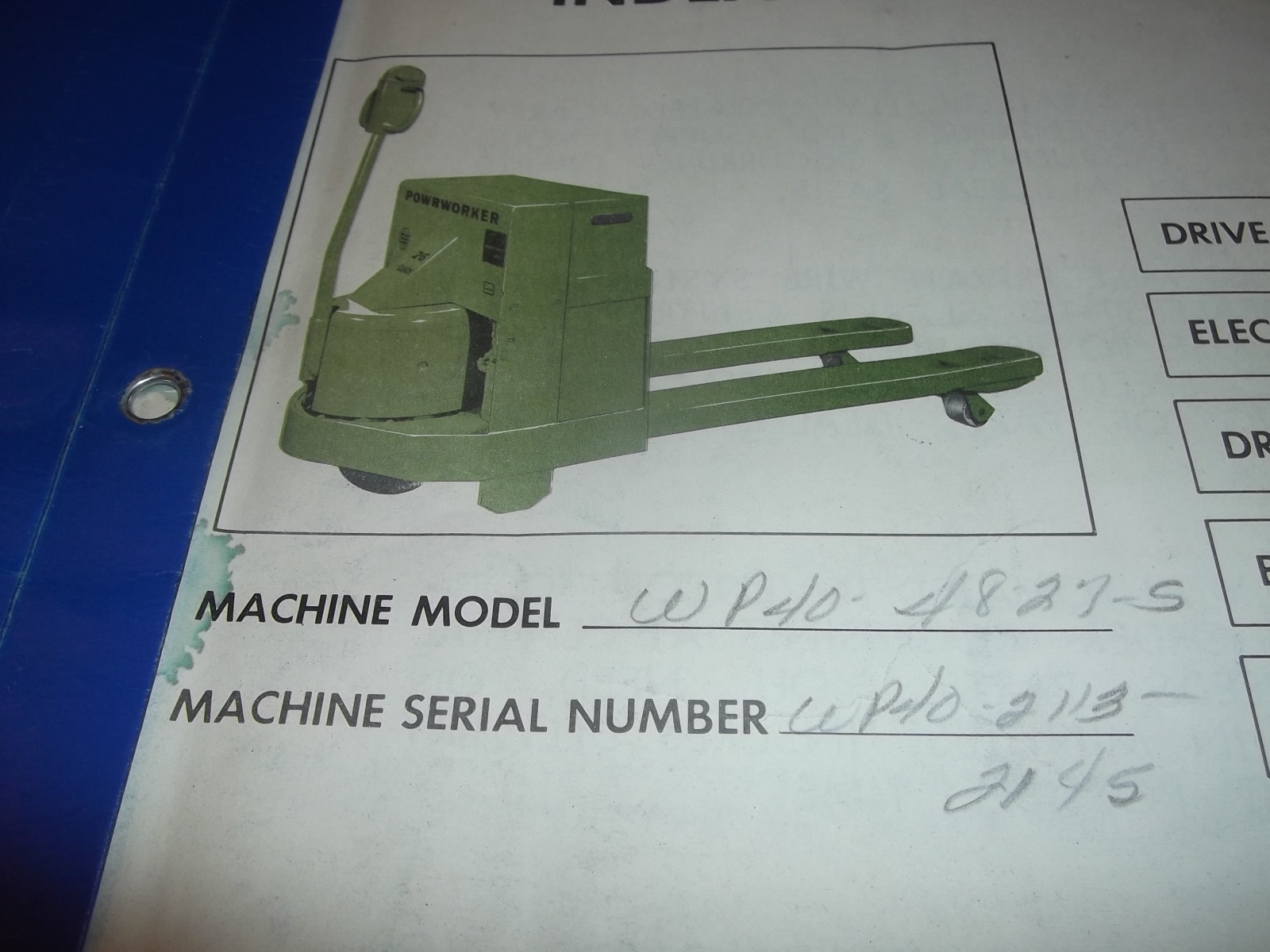 CLARK WP40 ELECTRIC PALLET JACK LIFT PARTS MANUAL BOOK CATALOG | eBay