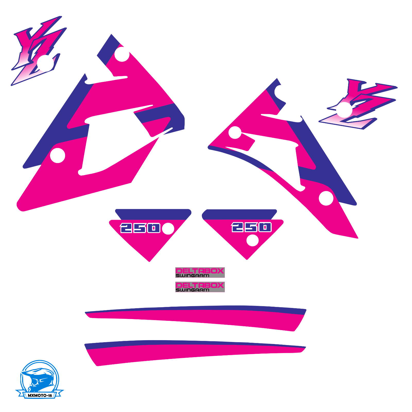 YAMAHA YZ 250 1992 Decal Graphic/kit déco/autocollants/stickers origine ...