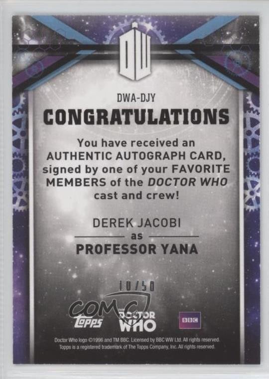 2018 Topps Doctor Who Signature Series Green 10/50 Derek Jacobi as Auto ...