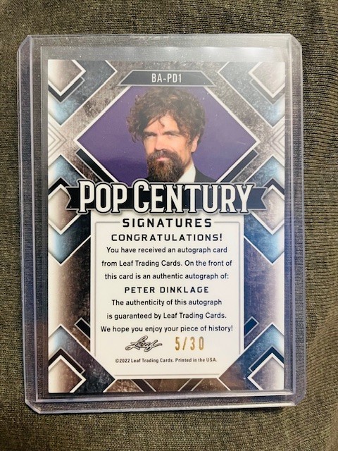 Peter Dinklage Auto Autograph Leaf Pop Century Signatures=Full ...