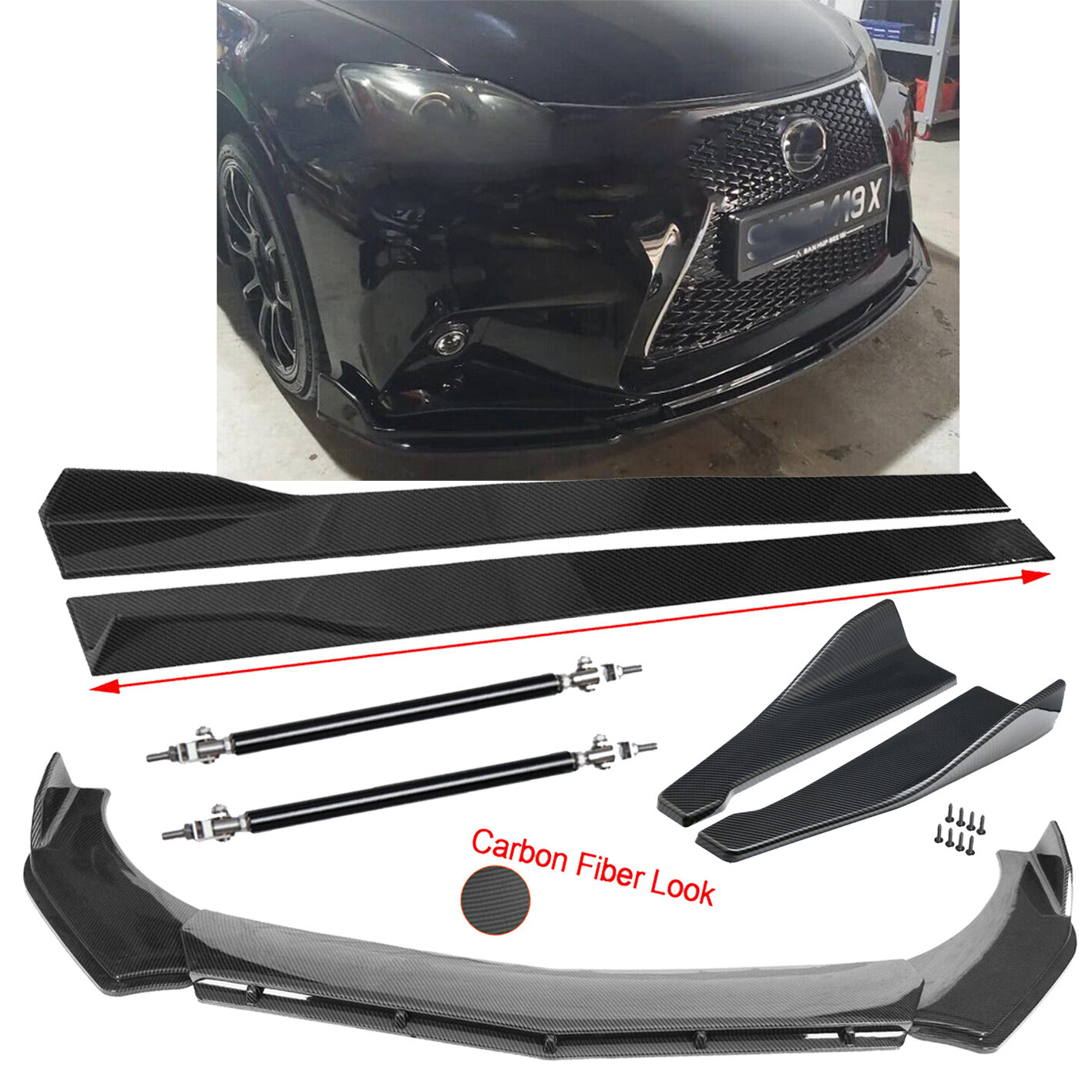Carbon Fiber Front Bumper Lip Splitter Side Skirt For Lexus RX350 ...