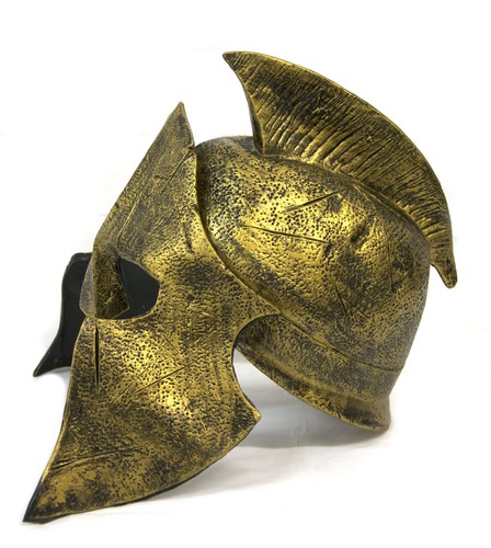 Roman Gold Gladiator Helmet Hat Spartan Soldier Warrior Fancy Dress ...