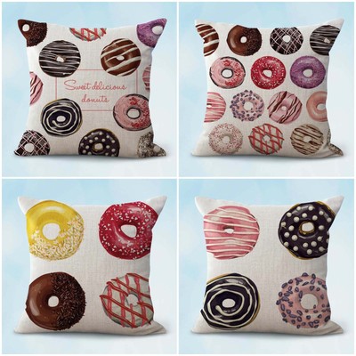 set of 4 doughnut donut cushion covers throw pillow cover for couch | eBay