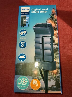 Philips Timer Outdoor Stake 6 Grounded Outlets Digital Timer ...