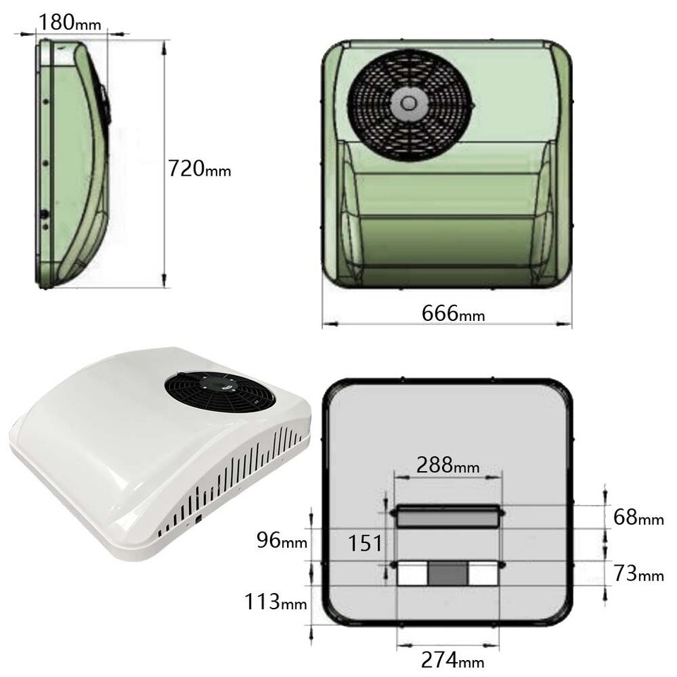 Universal 12V RV Rooftop Air Conditioner Cool&Heat AC Kit For Caravan ...