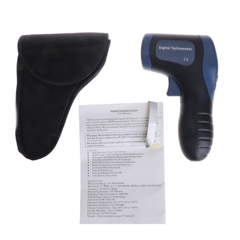 Portable Digital Non-Contact Laser Photo Tachometer RPM Tach Tester ...