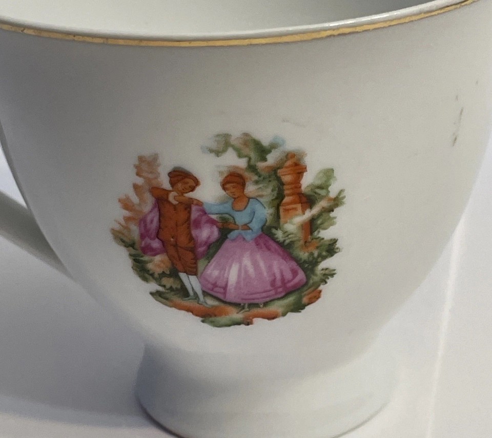 Vintage Demitasse Cup & Saucer Set-Featuring a Courting Couple | eBay