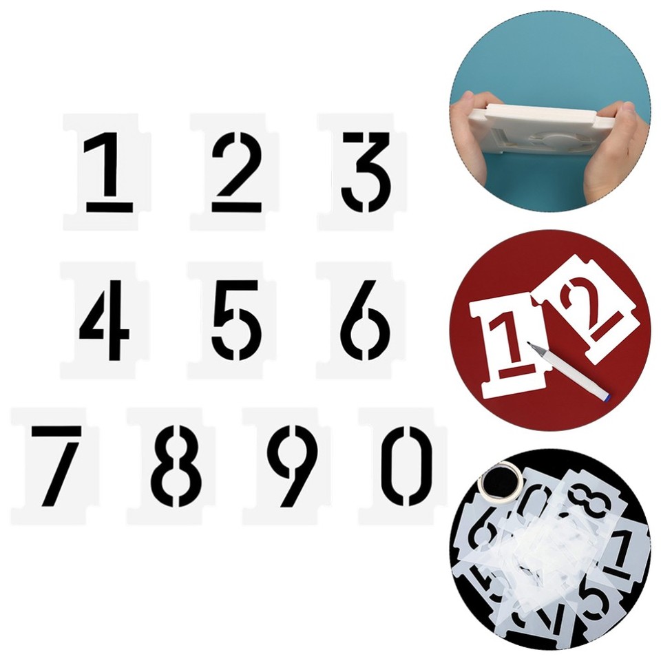 2 Sets Child Hollow Number Drawing Template Painting Stencils Templates ...