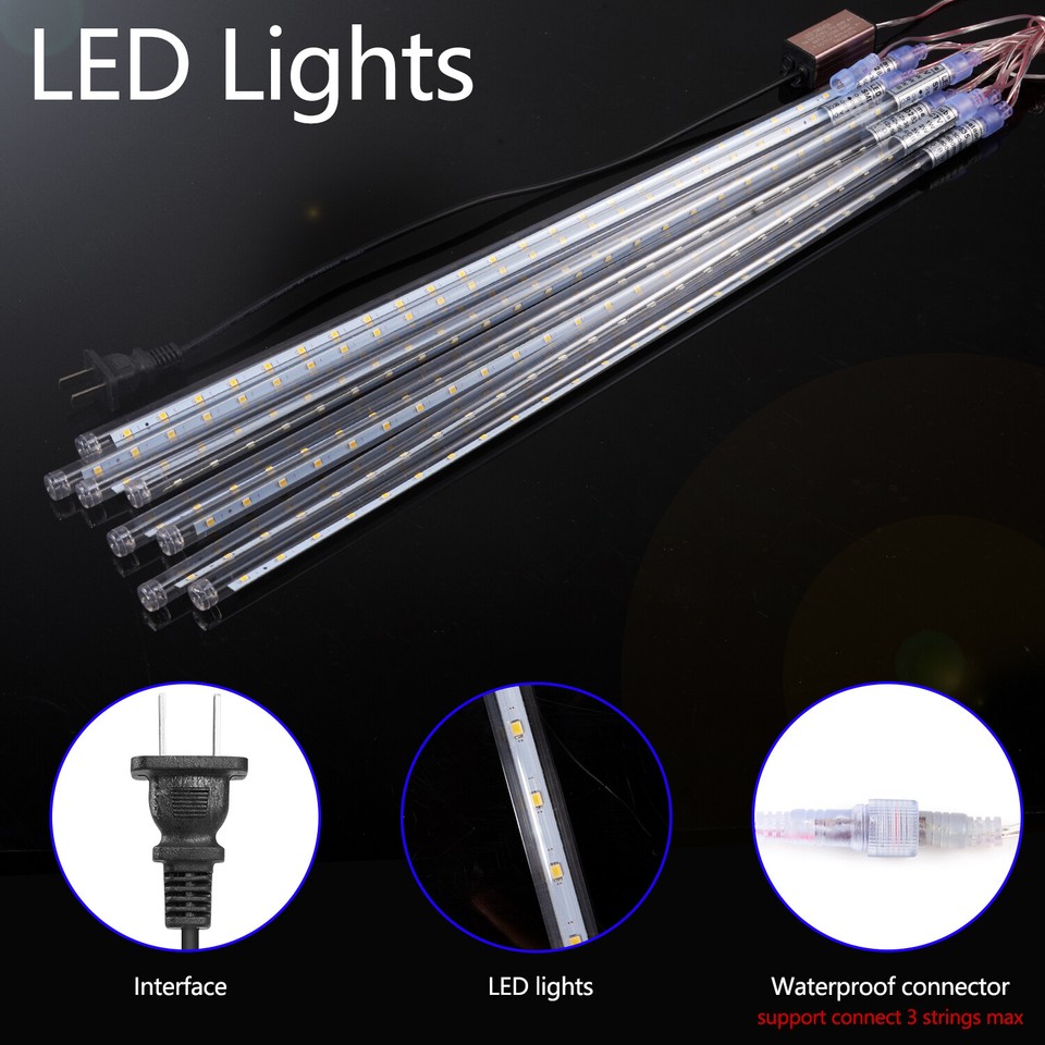 384 LED Meteor Shower Lights Fairy String Light Falling Rain Tree Xmas ...