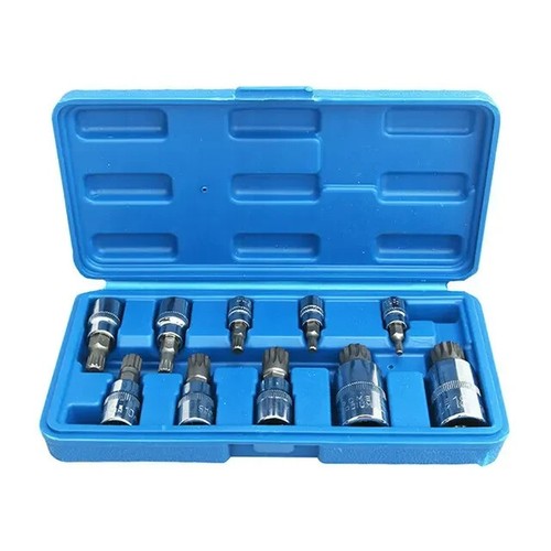 10pc XZN 12 Point MM Triple Square Spline Bit Socket Set Tamper Proof ...