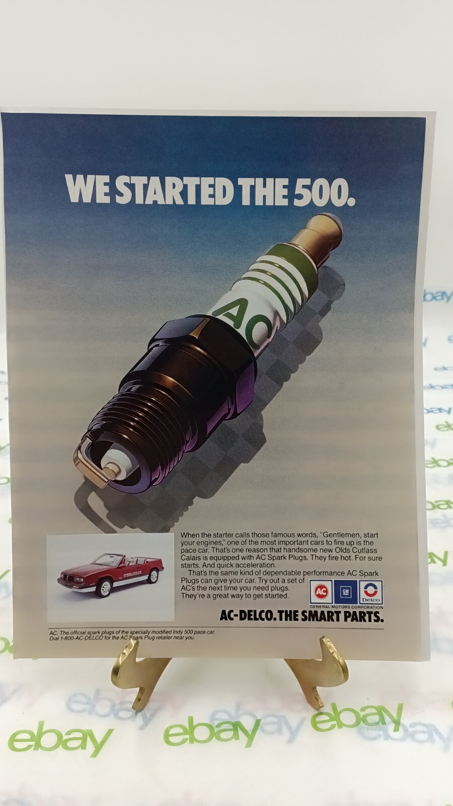 AC Spark Plugs Promo Print Advertisement INDY 500 PACE CAR 1985 11 x 8. ...