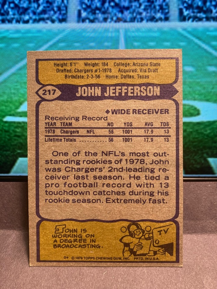 1979 Topps #217 John Jefferson Football Card San Diego Chargers Rookie RC | eBay