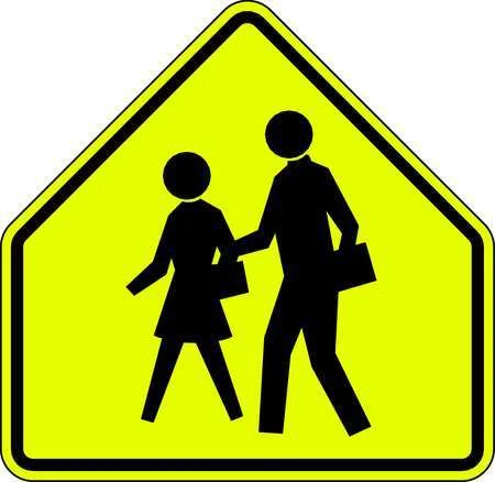 Blue School Crossing Sign