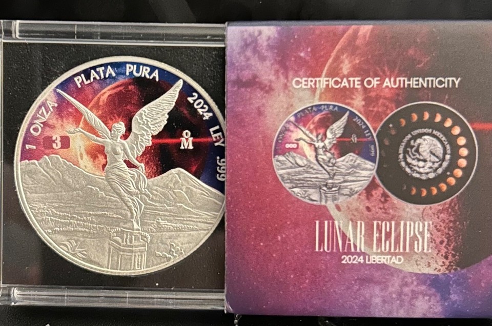 2024 Mexico Libertad Total Lunar Eclipse 1 oz .999 Silver Colorized ...