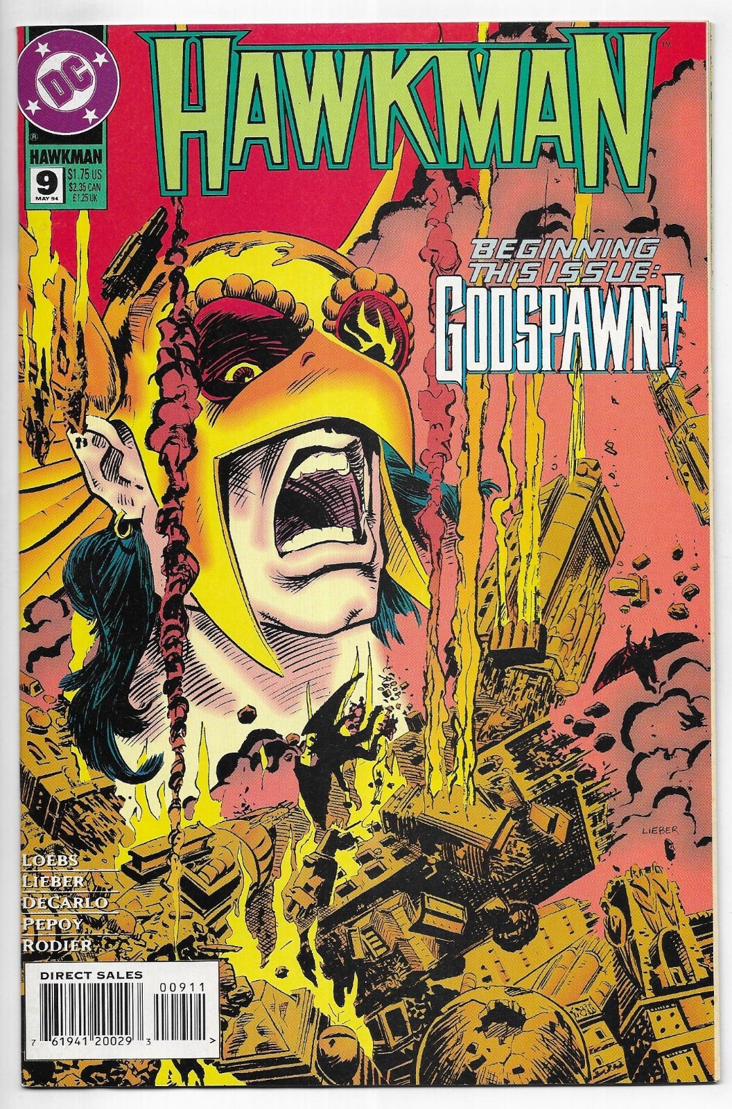 Hawkman #9 DC COMIC BOOK 4th series JLA 1994 William Messner - Loebs ...
