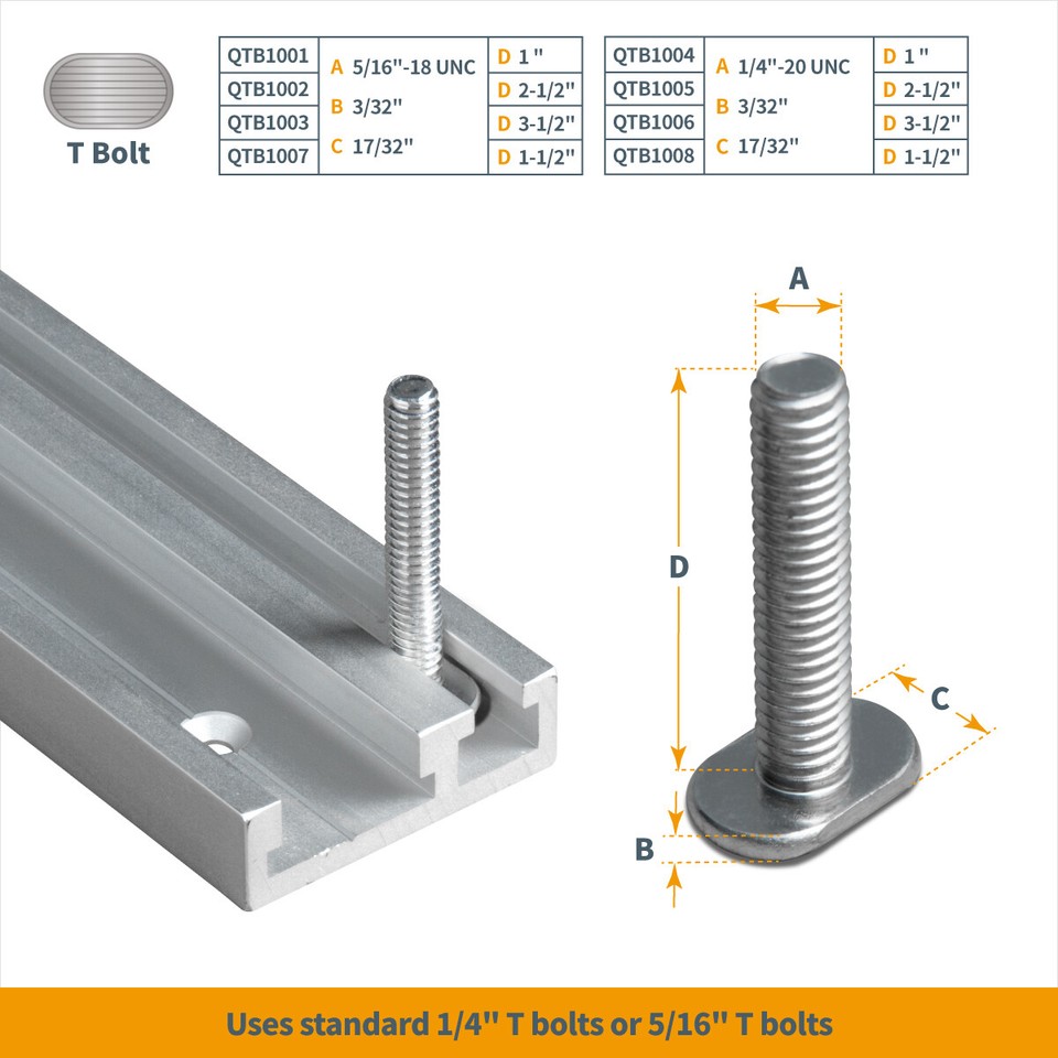 POWERTEC 48" Aluminum Combo T-Track Miter Track Dual Track Rail (71365 ...