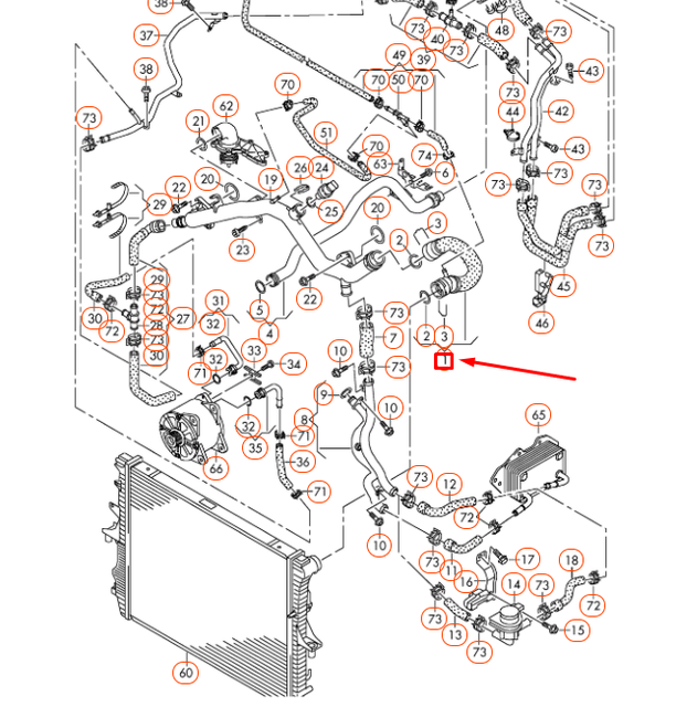 Audi Q7 4l Upper Radiator Coolant Hose 7L8122101D Genuine for sale ...