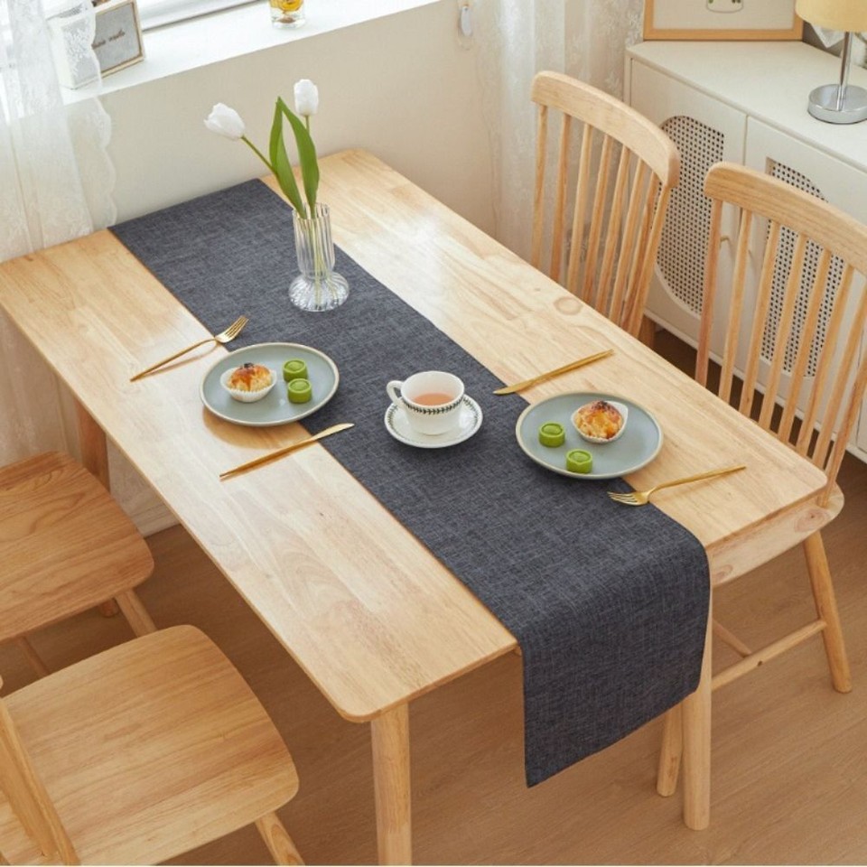 Thick Linen Solid Color Table Runner Home Office Conference Dining ...