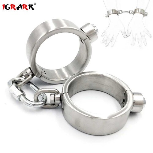 New Stainless Steel Lockable Connect Handcuffs Bondage Manacles Wrist ...