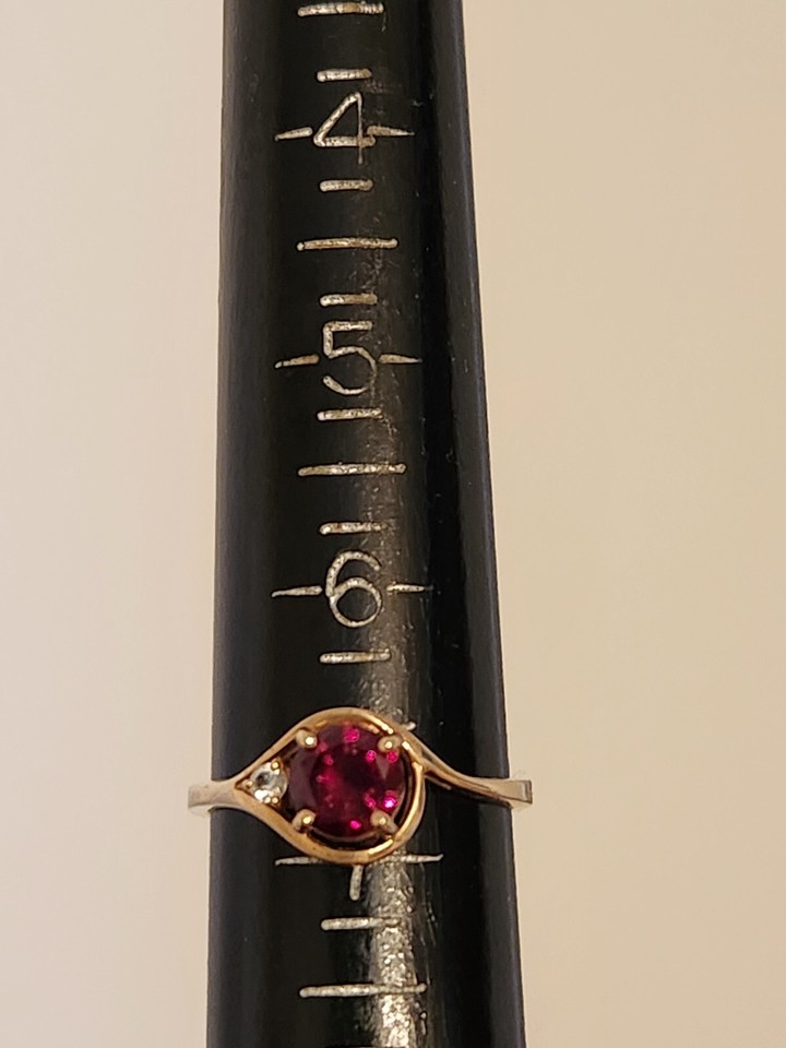Vintage Faux Ruby/White Topaz 10K women's ring | eBay
