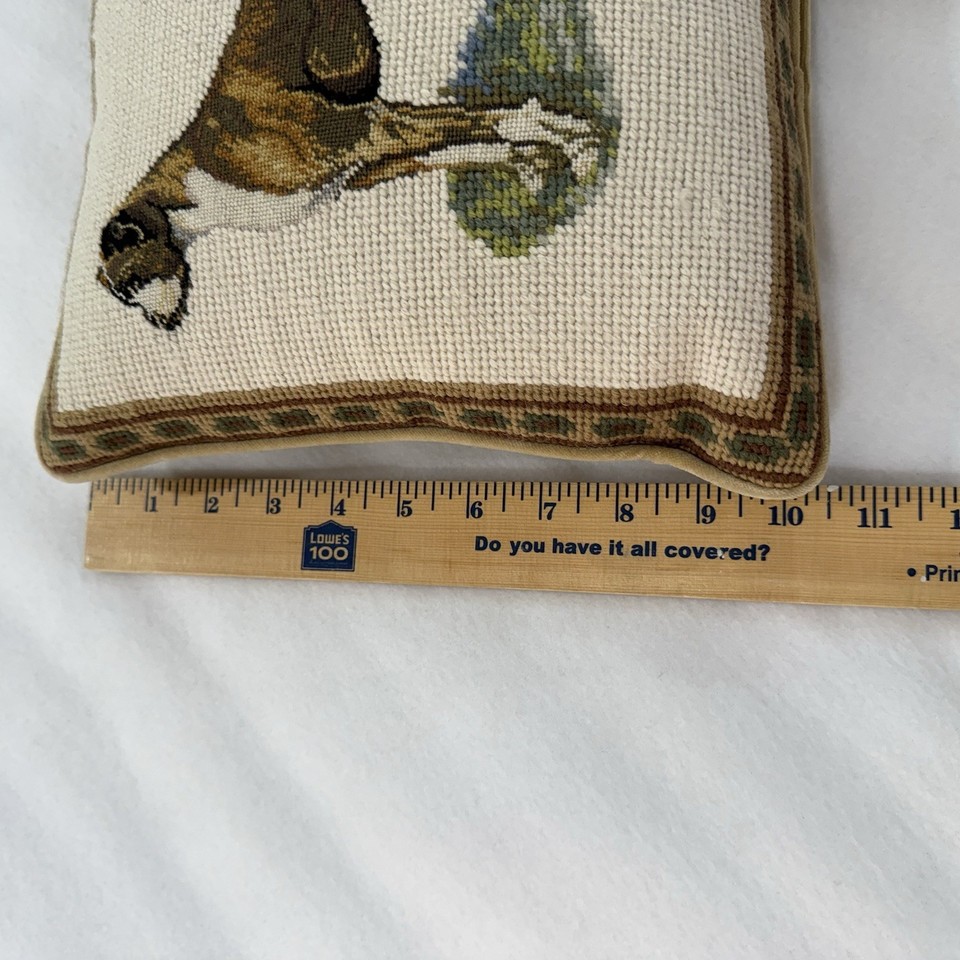 Boxer Dog Needlepoint Pillow 10"x10" Cottage Hunting Decor Grandma ...