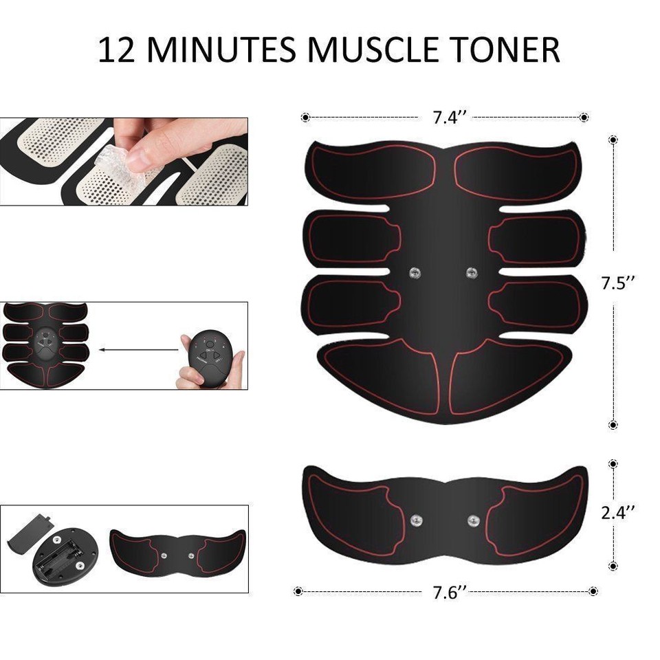 Electric Muscle Toner Machine ABS Toning Belt Simulation Fat Burner ...