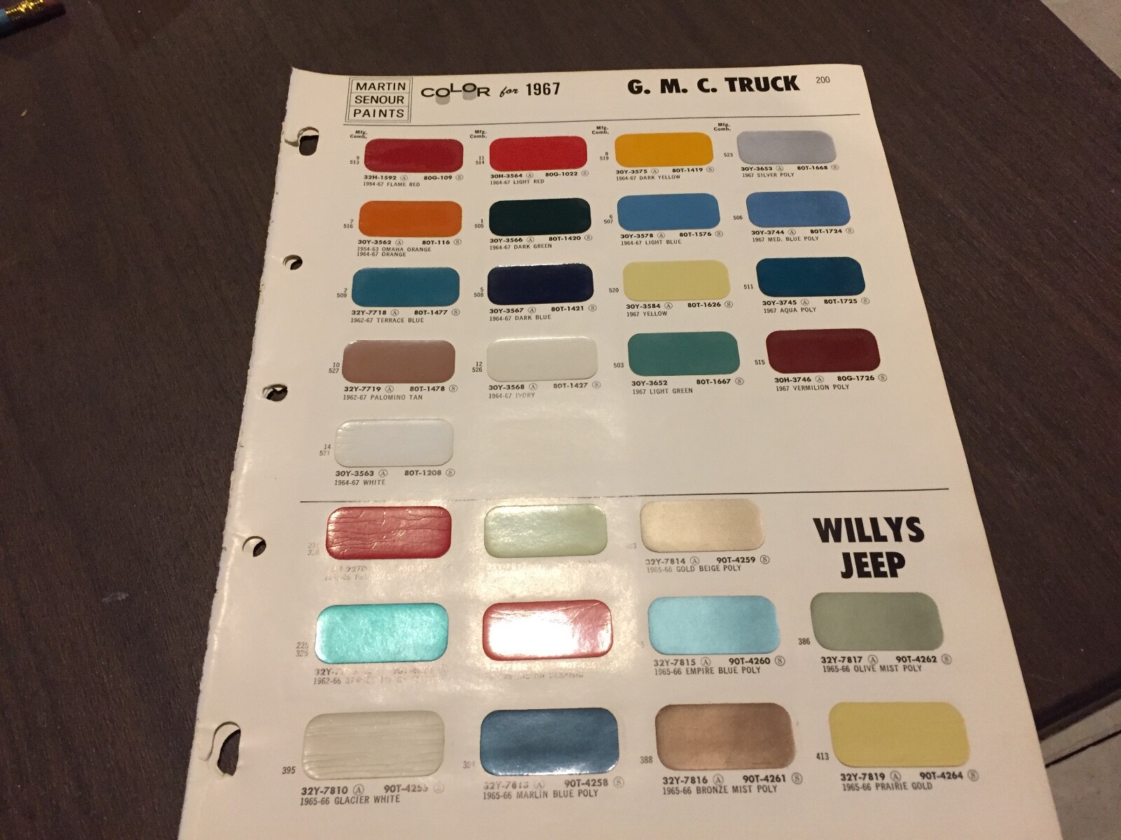 1967.GMC PICKUP,WILLYS JEEP. PAINT CHIPS CHART | eBay