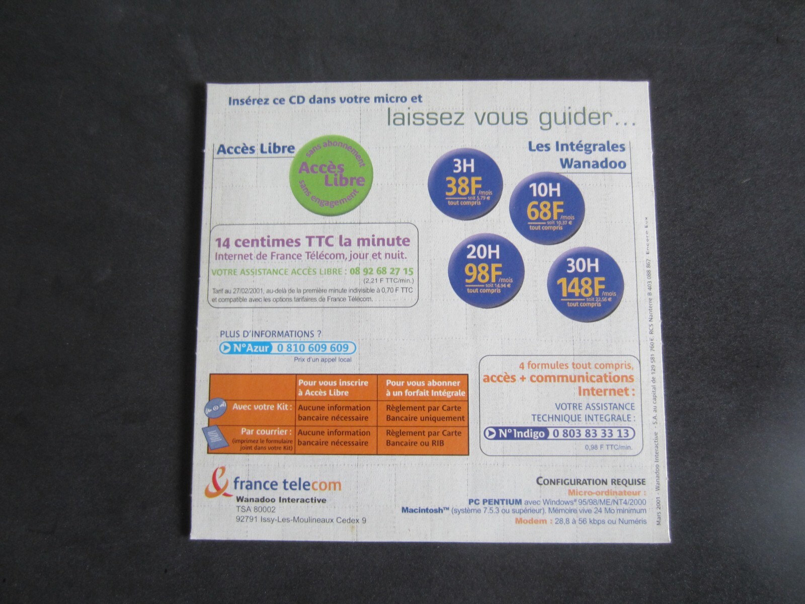 vintage kit connexion internet CD-ROM WANADOO - Accès Libre et ...