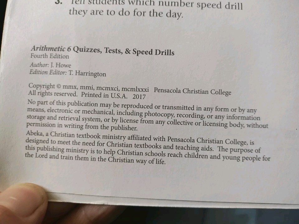 Abeka 6th Grade Abeka Arithmetic 6 Student Quiz Test & Speed Drill Key ...