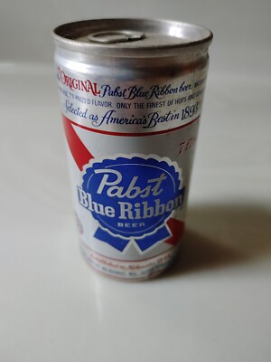 Vintage 7 oz PABST BLUE RIBBON Pull Tab Beer Can T/O Aluminum Bottom ...