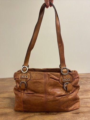 PERUZZI Tan Brown Leather Shoulder Bag Handbag C7 | eBay