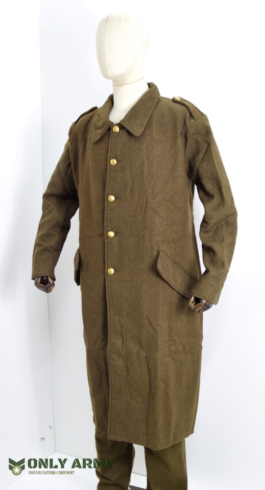 Repro British Army WW1 WW2 Trench Coat Long Wool Jacket Military ...