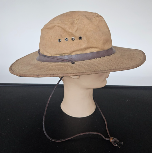 Filson Tin Cloth Bush Hat Oil Finish Wide Brim Bridle Leather Band ...