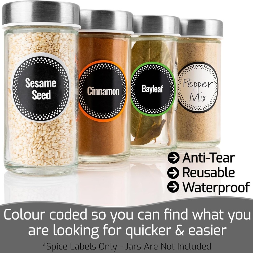 Spice Labels Stickers for Jars - 72 Herb and Spices Labels, 38Mm Pre ...