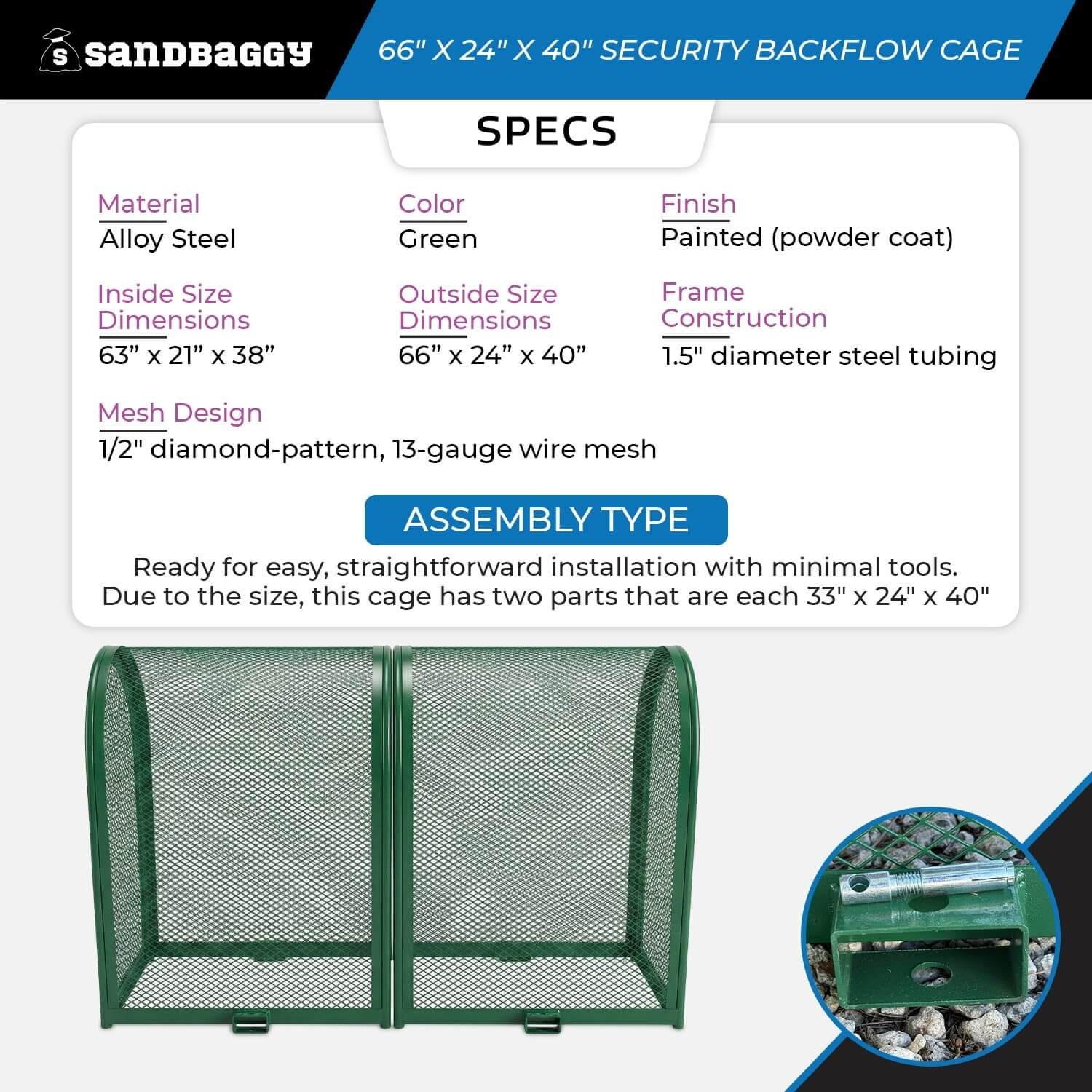 66"x24"x40" Backflow Security Cage – Backflow Enclosure (Green ...