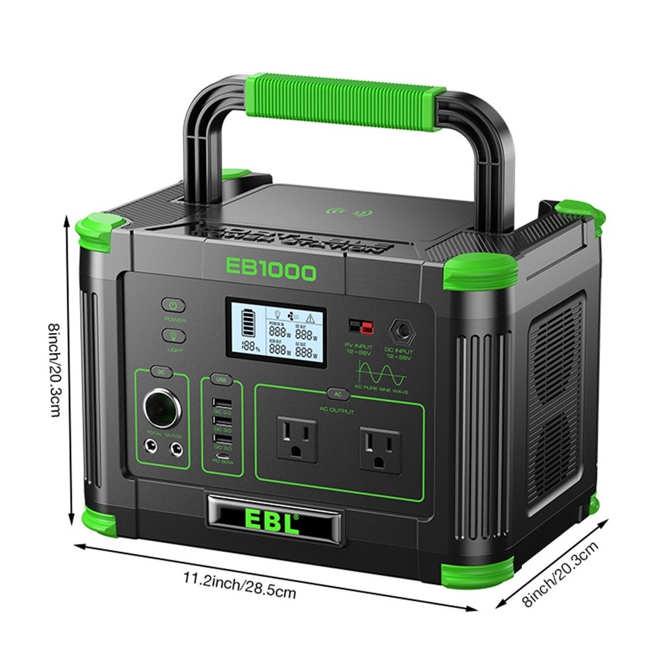 1000W/999Wh Portable Power Station Solar Generator Outdoor Camping ...