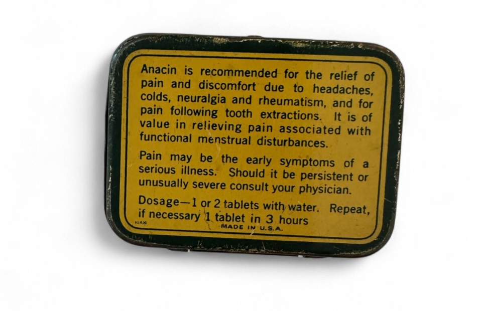 Vintage Anacin Tin – 12 Tablet Pain Relief Box – Jersey City NJ | eBay