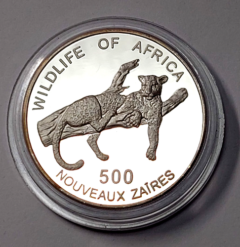 Afrika Zaire 500 Nouveau Zaïre 1996 PP Silber Ø34,1mm 20,1g Leopard ...