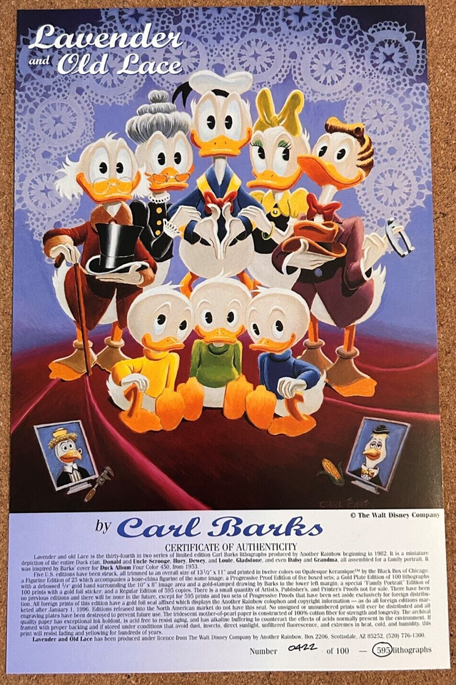 Carl Barks Autograph with Lavender and Old Lace Disney Donald Duck Fam ...